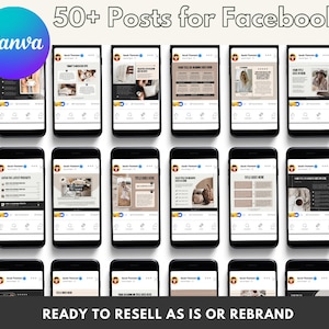 50+ Canva Facebook Post Templates: MRR PLR Resell Rights - Etsy