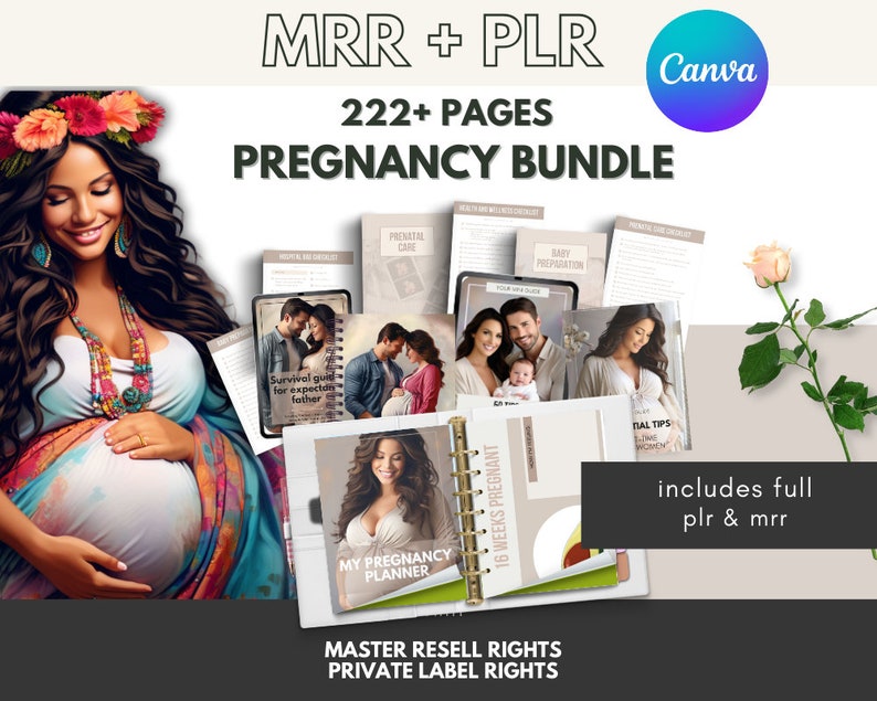 Canva Pregnancy Planner Bundle: 222+ Pages, Resell Rights - Etsy