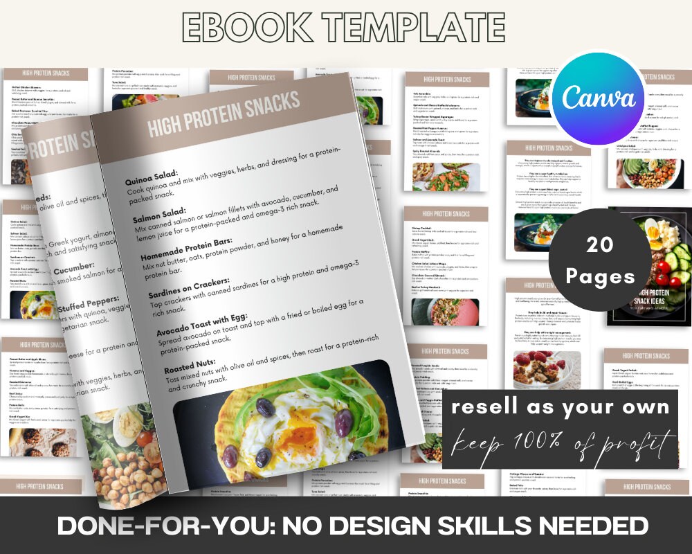 60 High Protein Snack Ideas Recipe Book With Master Resell Rights Canva ...