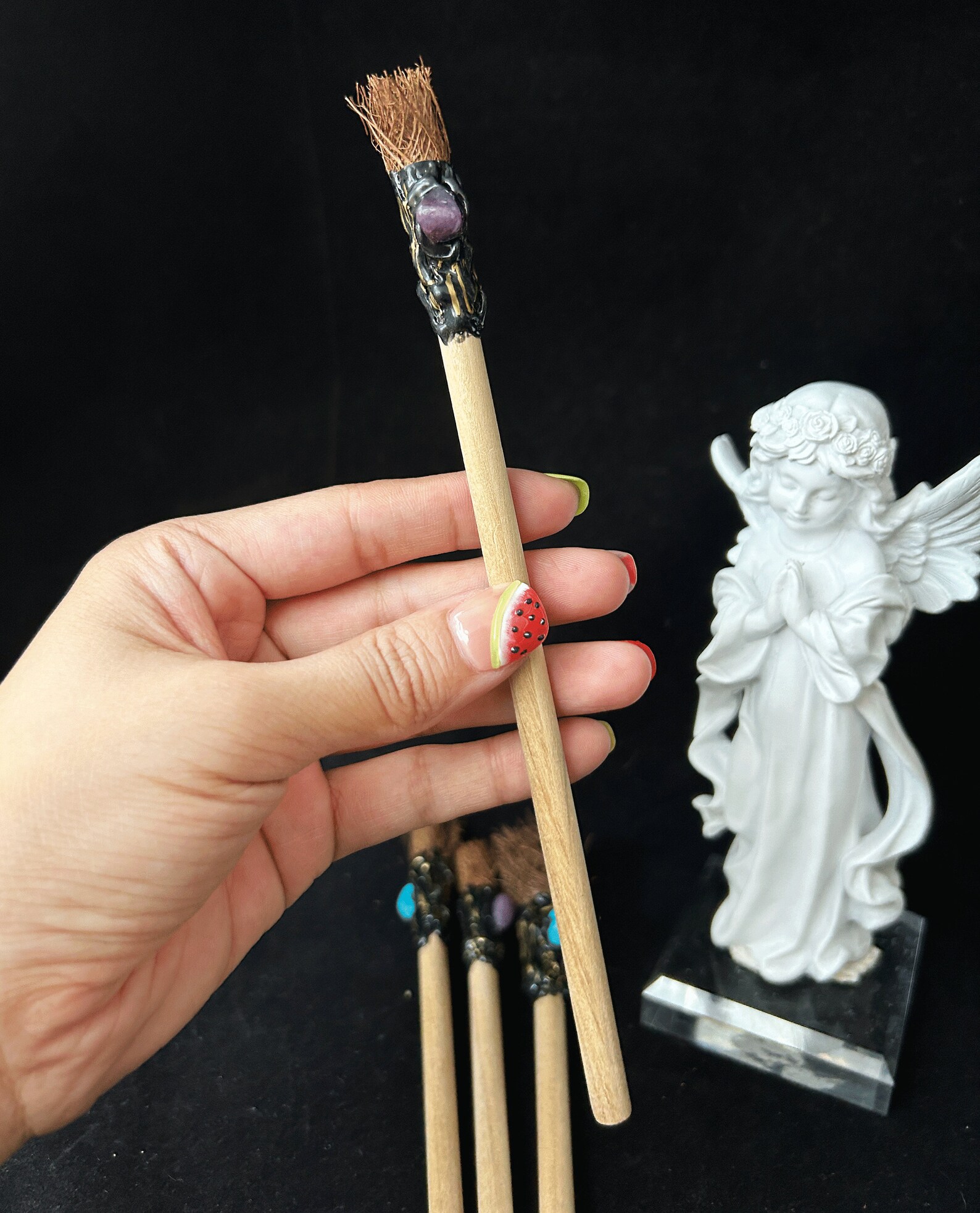 Crystal Wand Pen Witch's Broom Pencils- Clear Quartz Ball Point Pens or ...