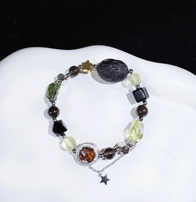 High-frequency Mixed Meteorite Bracelet Spiritual Jewelry With Czech ...