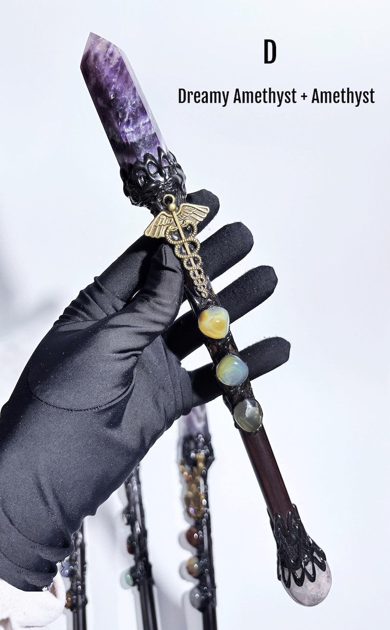 Handmade Crystal Magic Wand Natural Gemstone Wand for Rituals Energy ...