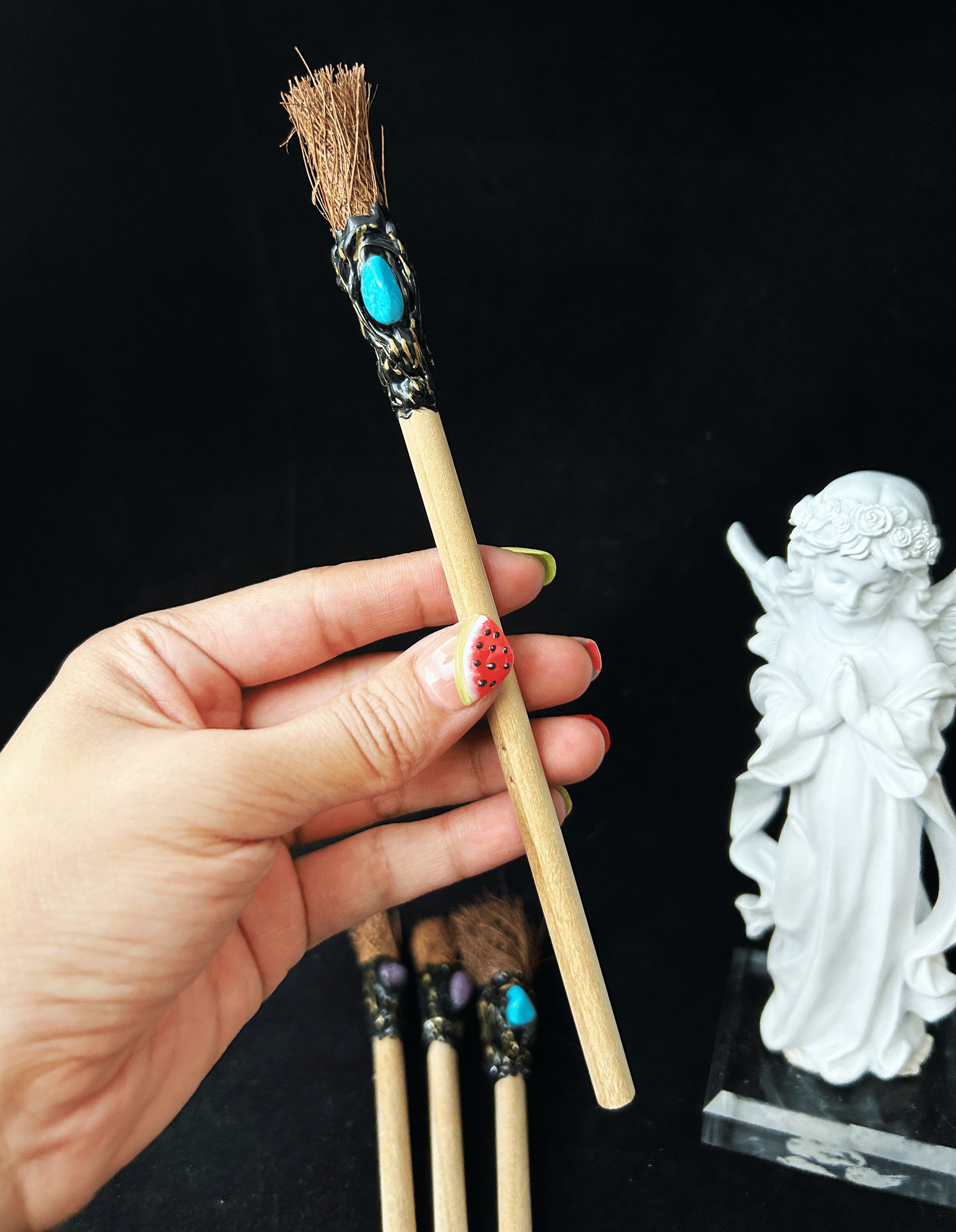 Crystal Wand Pen Witch's Broom Pencils- Clear Quartz Ball Point Pens or ...