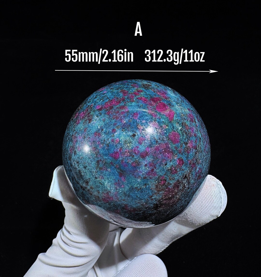 Rare Ruby in Kyanite and Zoisite Gemstone Sphere With Fluorescent ...