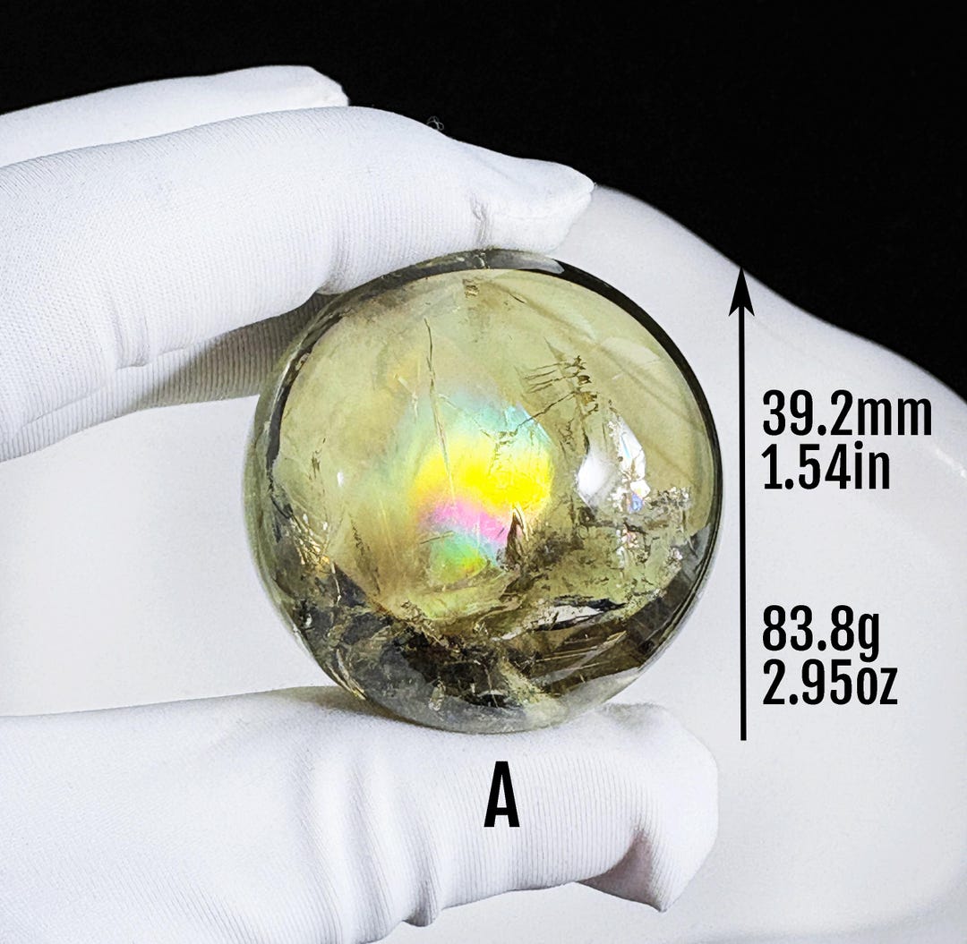 Top-grade Natural Rainbow Citrine Sphere With Smoky Phantom and Unique ...