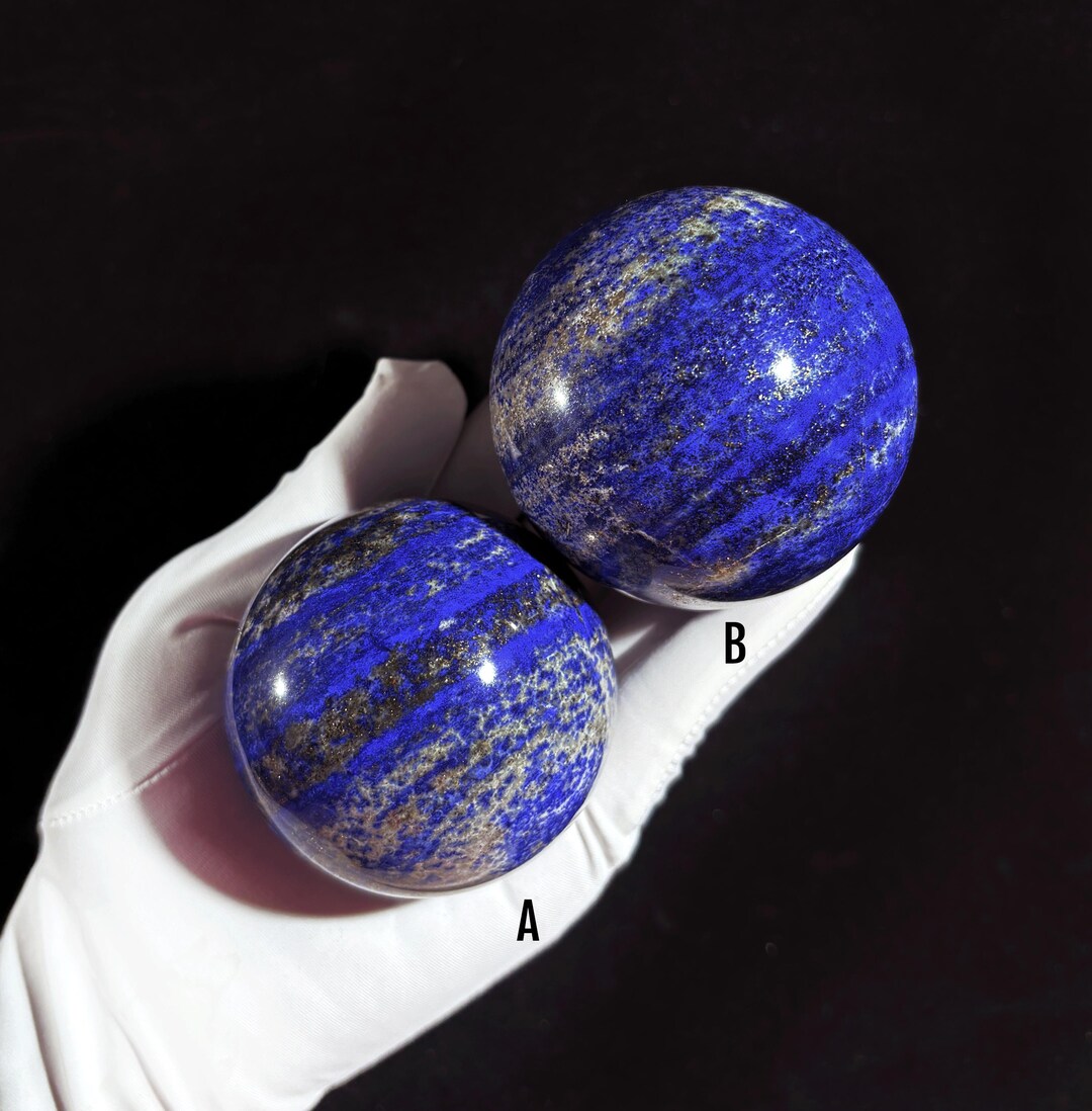Lapis Lazuli Sphere With Pyrite Inclusions – UV Reactive Golden Glow ...