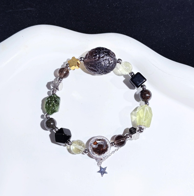 High-frequency Mixed Meteorite Bracelet Spiritual Jewelry With Czech ...