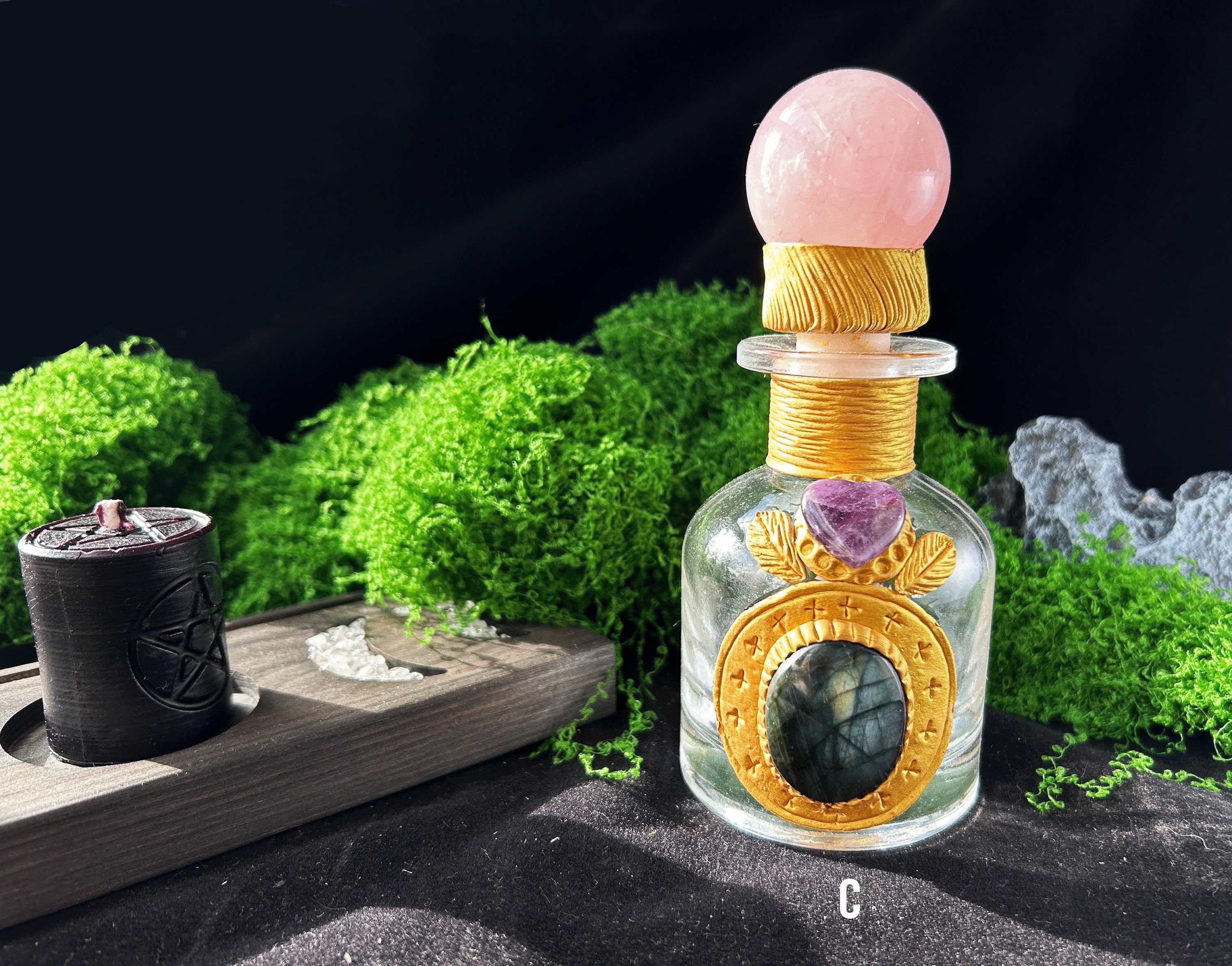 Handcrafted Crystal Witch Bottle, Handmade Magic Bottle Empty Potion ...