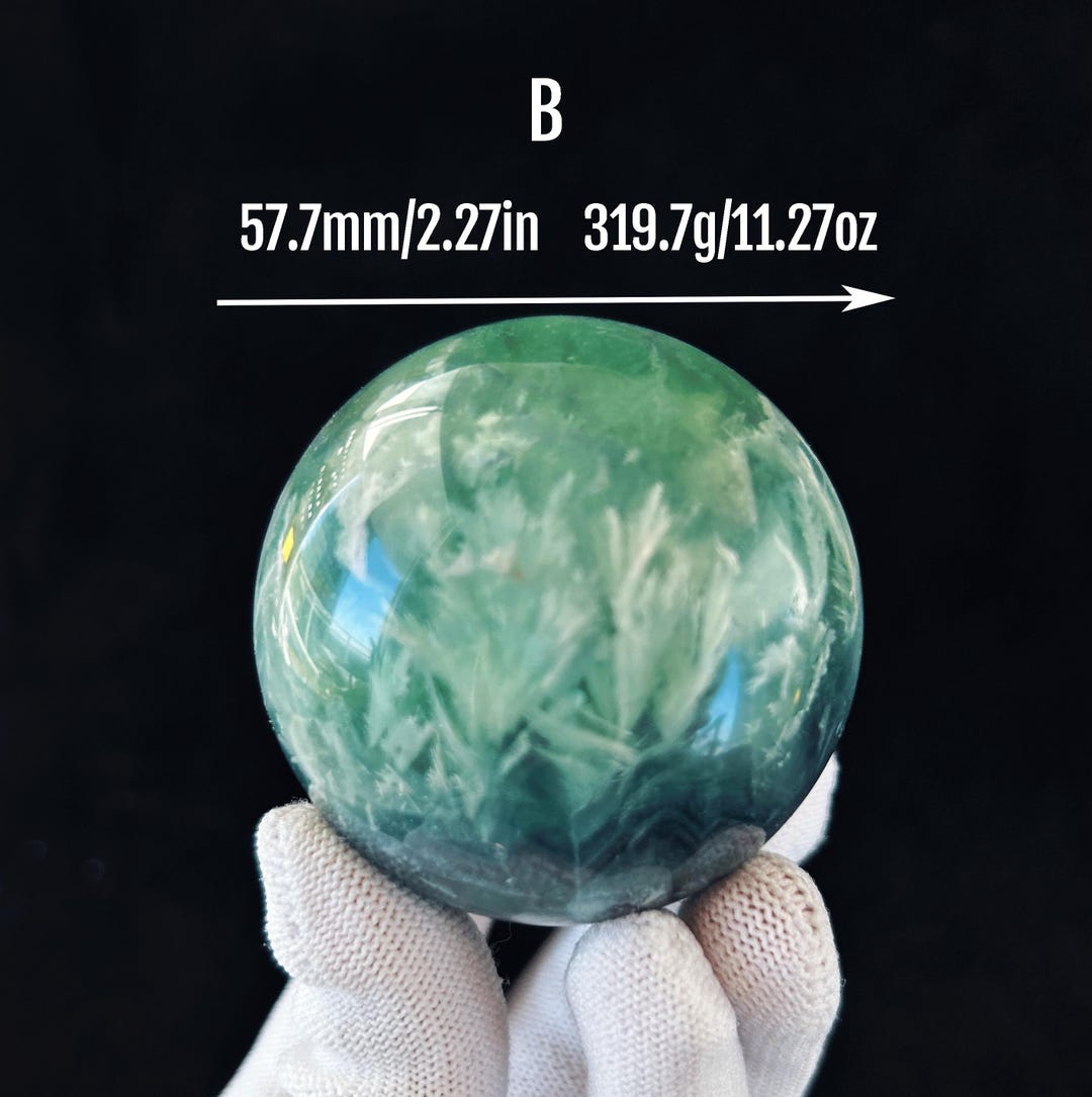 Snow Fluorite Sphere With White Feather Inclusions - Rainbow Feather ...