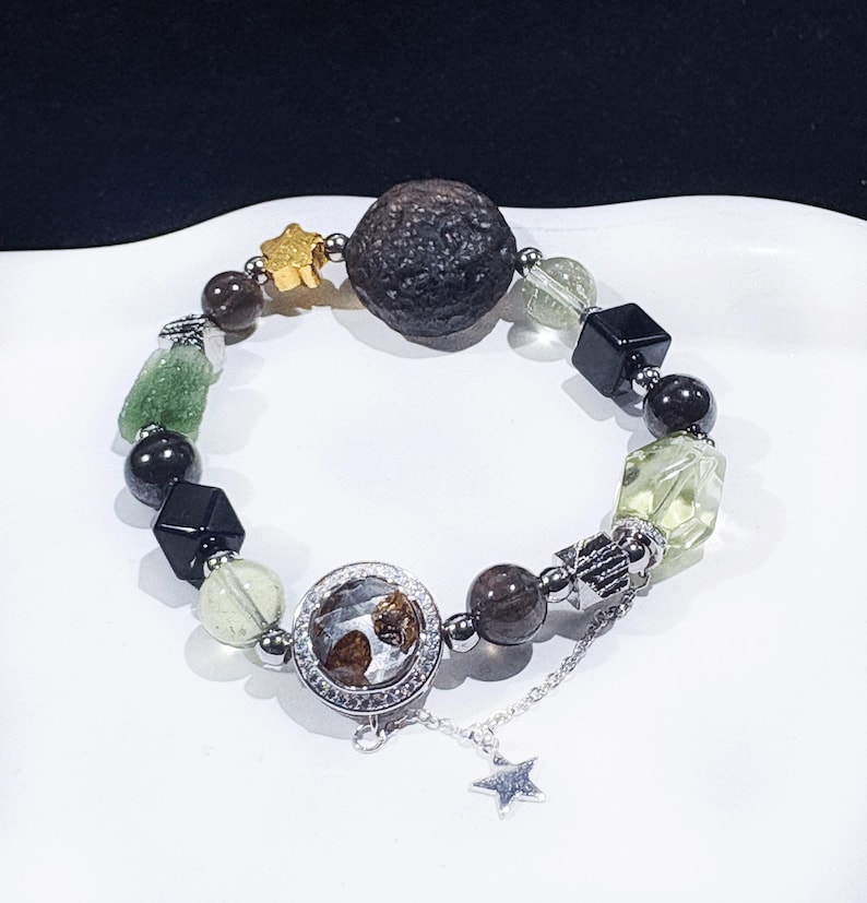 High-frequency Mixed Meteorite Bracelet Spiritual Jewelry With Czech ...