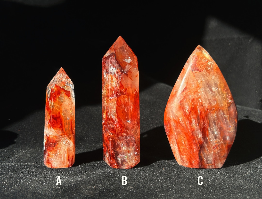 Exquisite Fire Quartz Towers Red Hematoid Quartz With Sparkling Mica ...