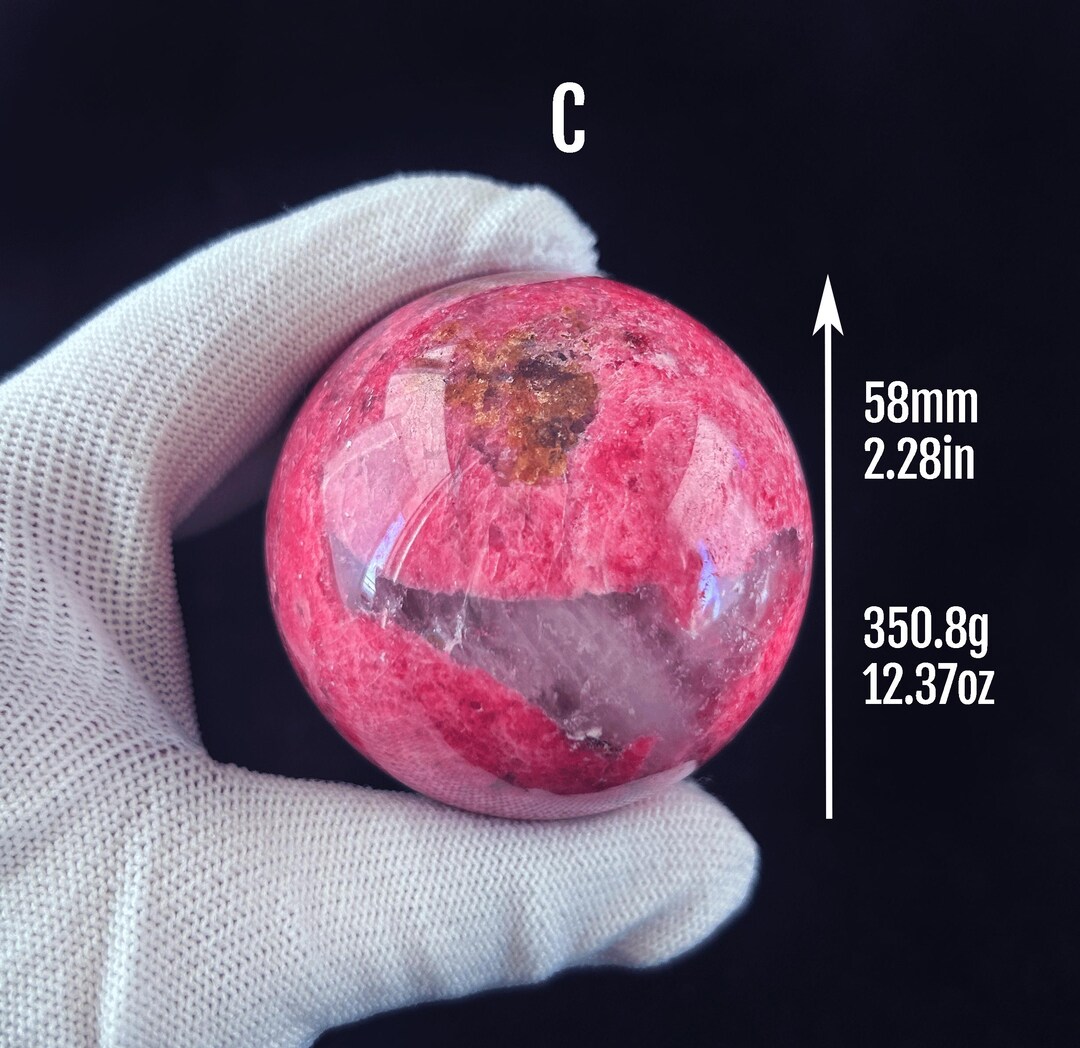 High-quality Pink Rhodonite Sphere for Emotional Healing Crystal- Deep ...