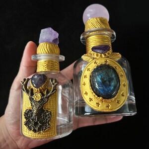 Handcrafted Crystal Witch Bottle, Handmade Magic Bottle Empty Potion ...