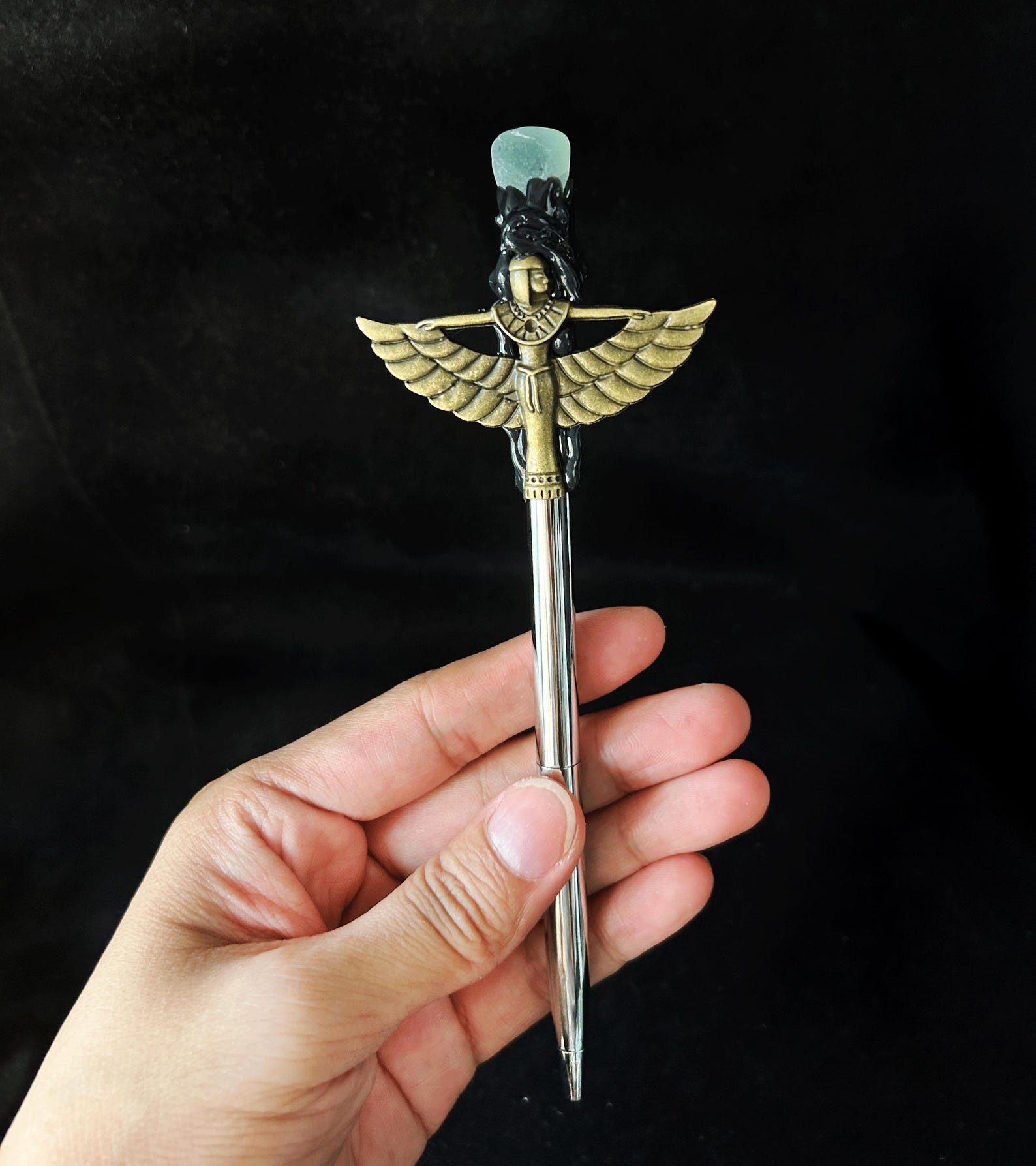 Crystal Wand Pen Witch's Broom Pencils- Clear Quartz Ball Point Pens or ...