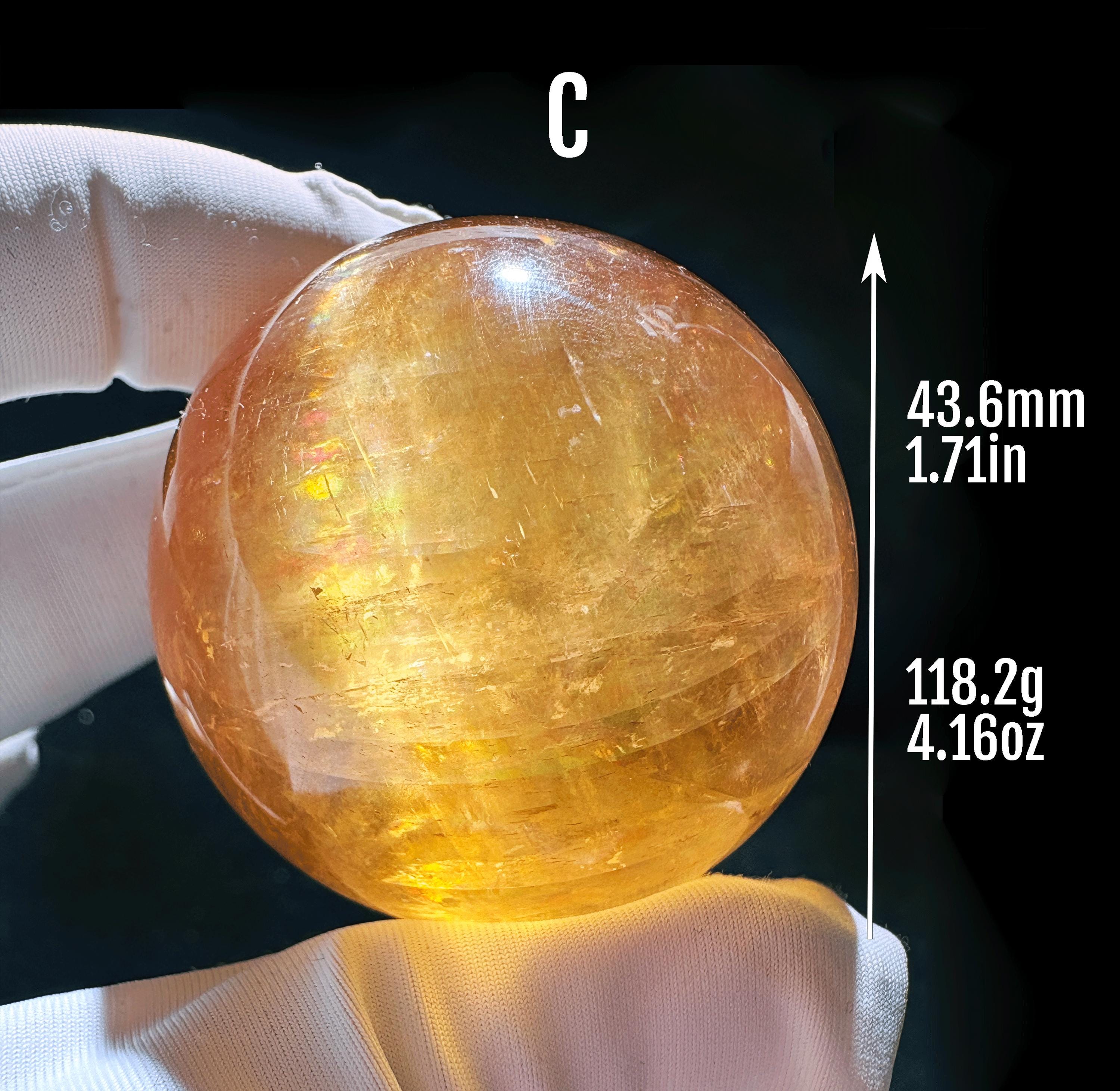 Rare Golden Iceland Spar Sphere Honey Calcite Crystal Ball With ...