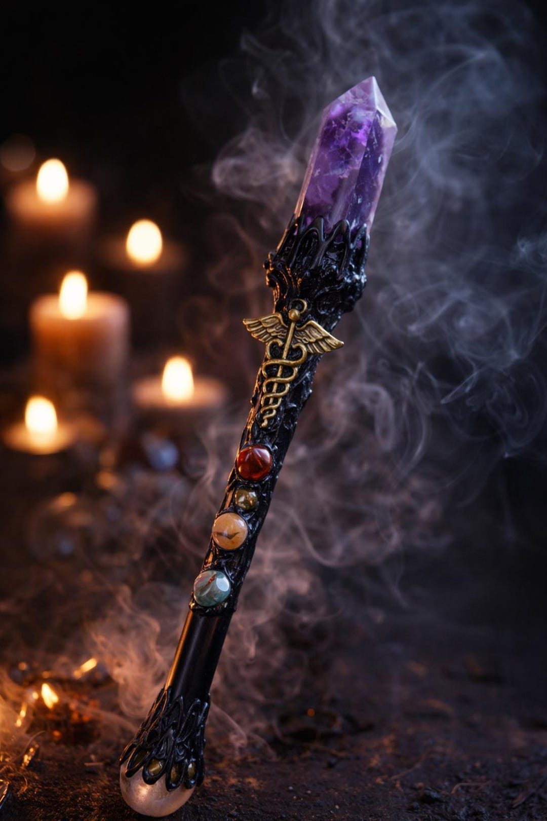 Handmade Crystal Magic Wand Natural Gemstone Wand for Rituals Energy ...