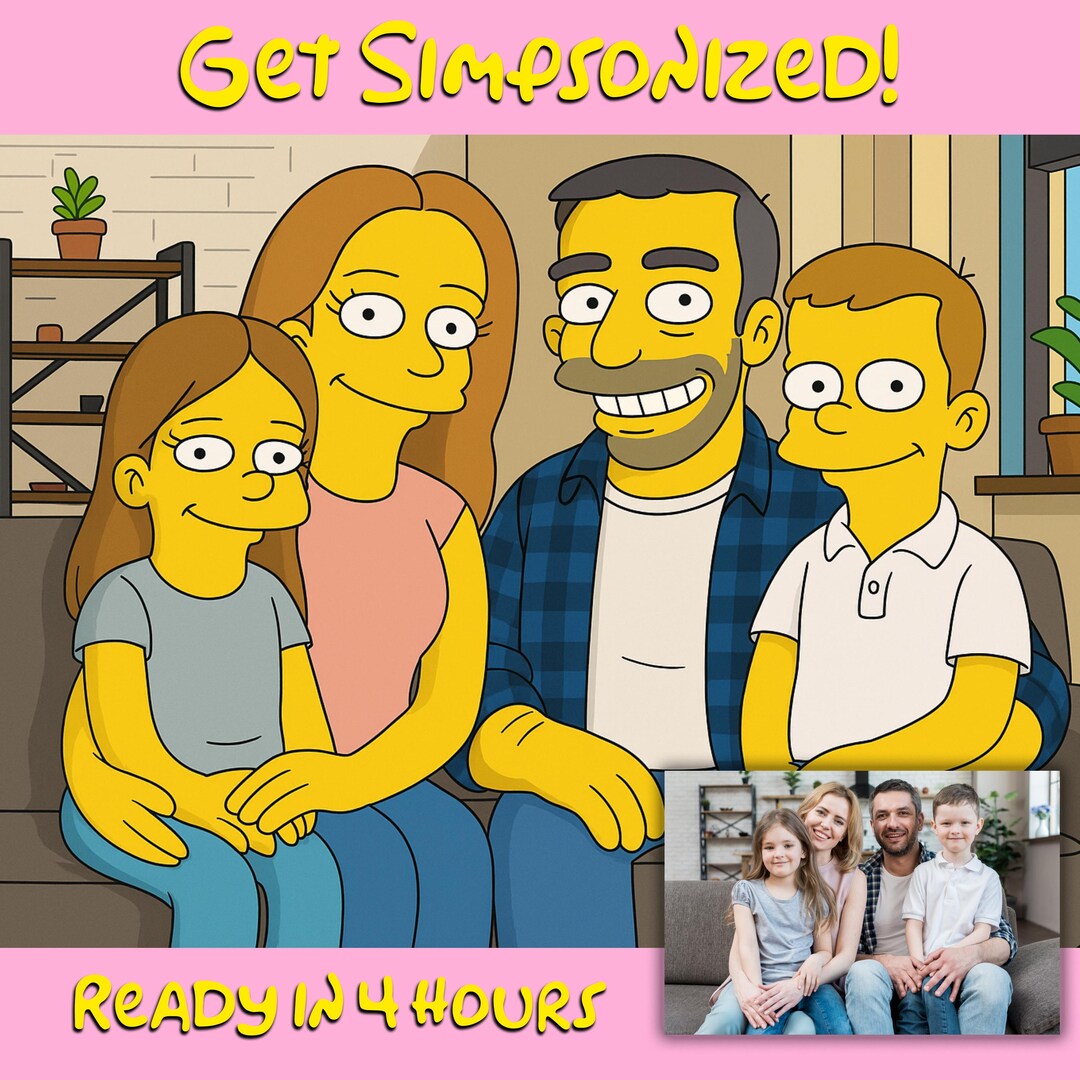Simpsons Custom Portrait | Personalized Cartoon | Custom Simpson Art ...