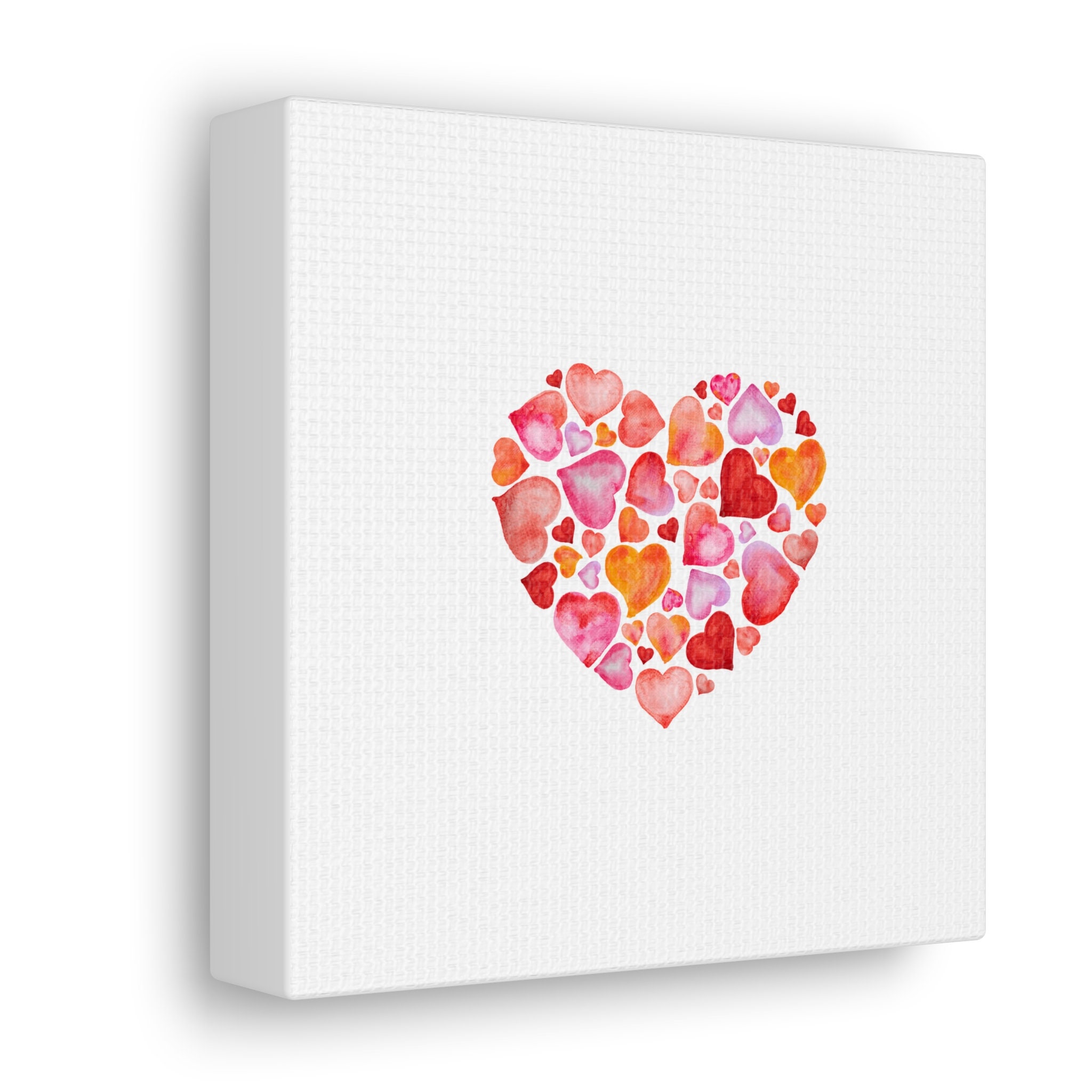Pink and Red Heart Canvas Print Cute Valentine Day Art for Her - Etsy