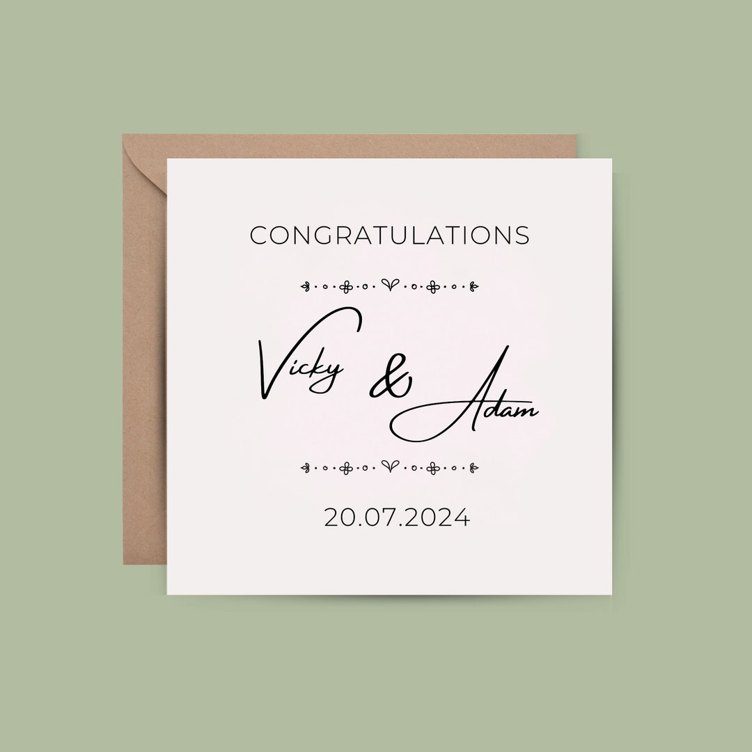 Custom Wedding Congratulations Card Handcrafted Greeting for the ...