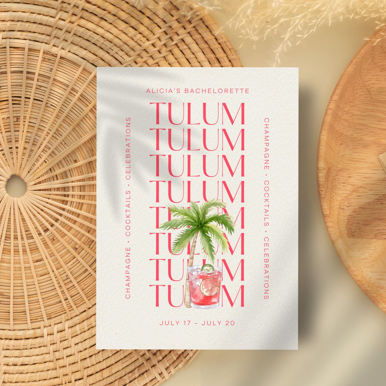 Bachelorette Itinerary 5x7" | FREE Mobile Invitation | Trip Planner ...