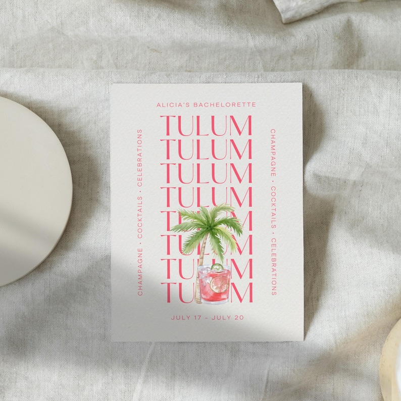 Bachelorette Itinerary 5x7" | FREE Mobile Invitation | Trip Planner ...