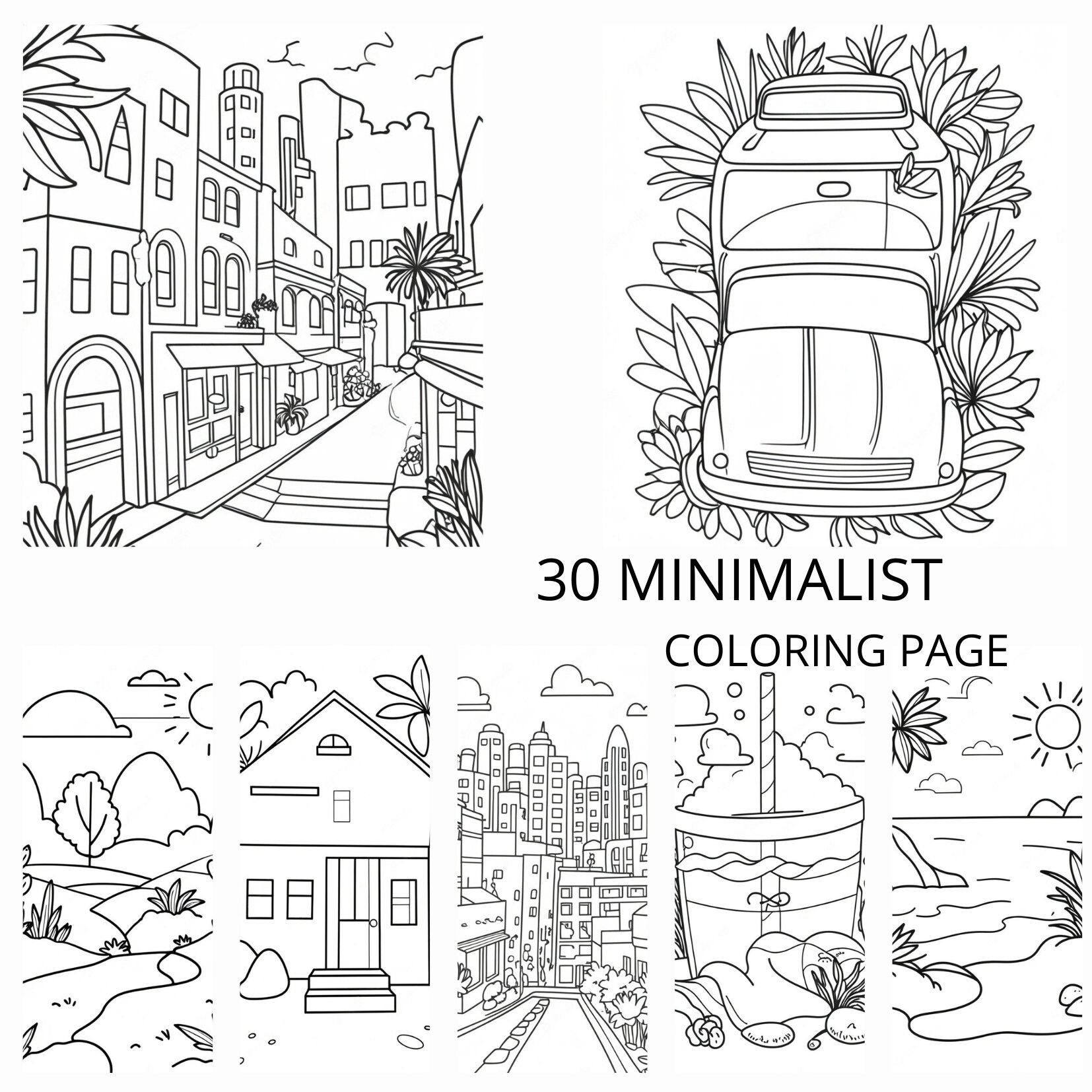Minimalist Coloring Pages for Adults Printable Coloring Book Kids ...