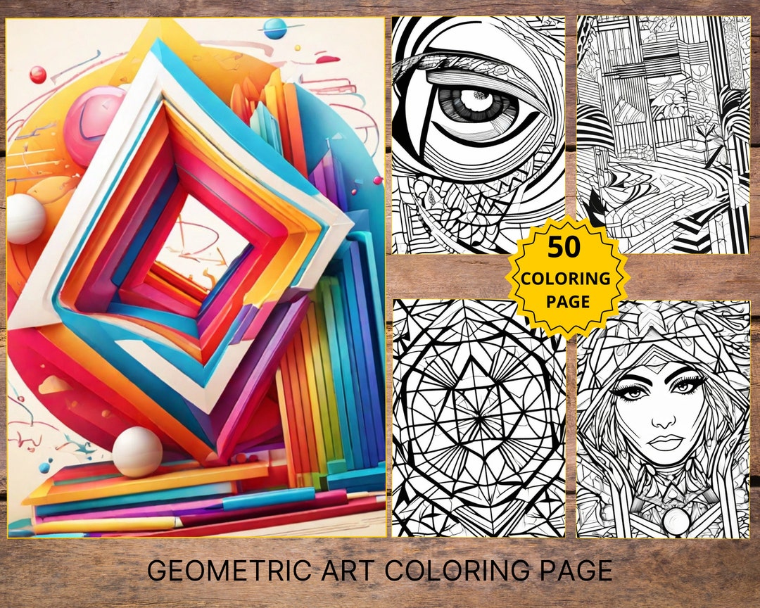 50 Geometric Art. Coloring Pages Coloring Book for Adults and Kids ...