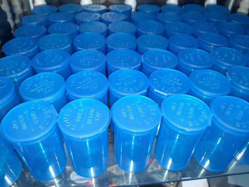 10 Pack Blue Colors 19 Dram Squeeze Pop Bottle Vial Medical Herb Pill ...