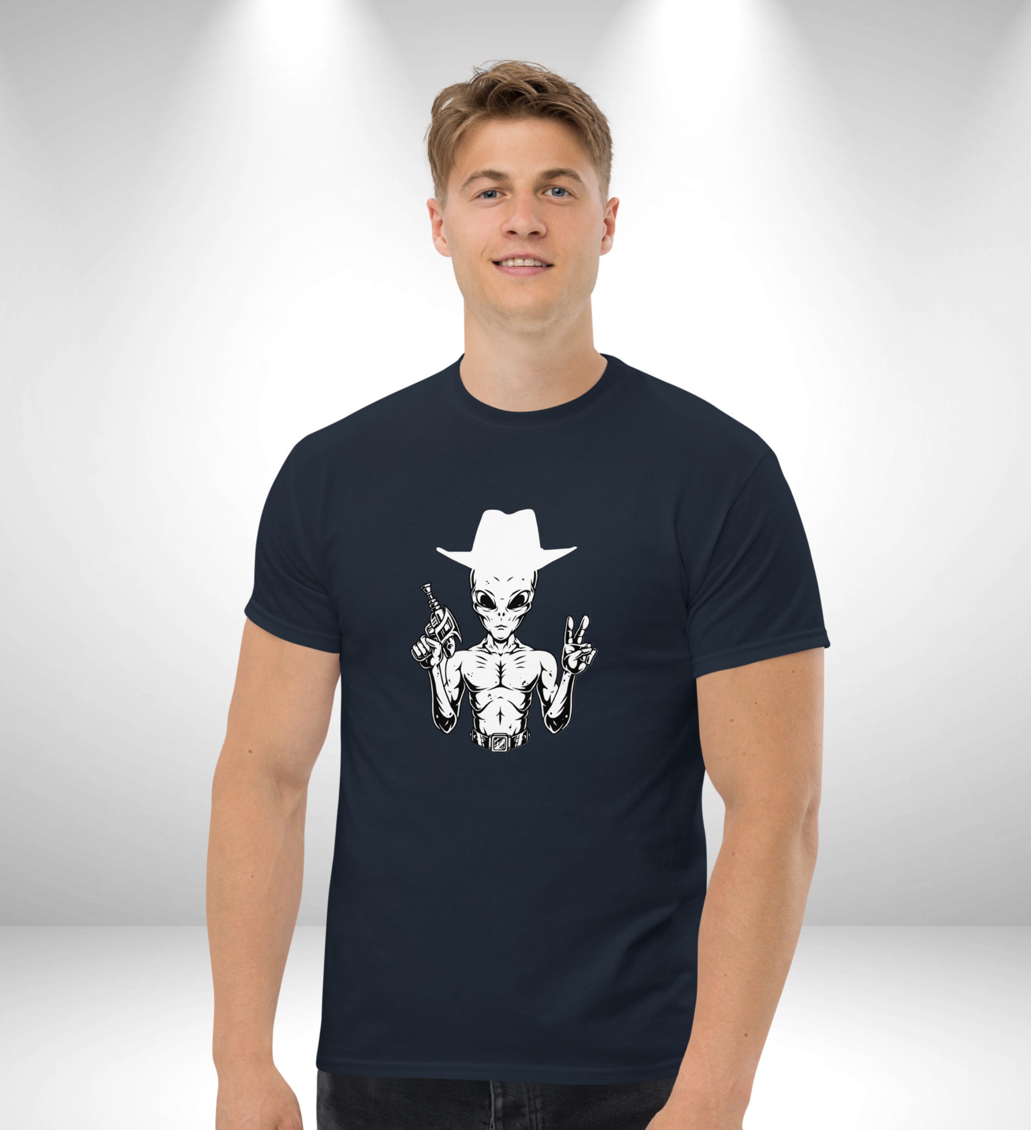 Alien With Cowboy Hat T-shirt Design Unique Version for Men and Women ...
