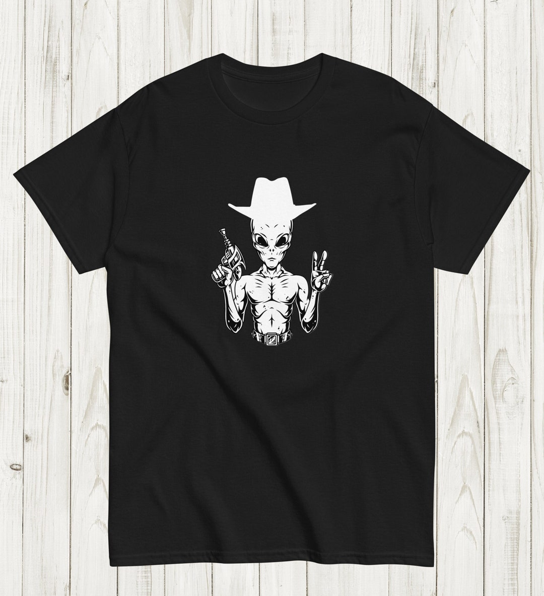 Alien With Cowboy Hat T-shirt Design Unique Version for Men and Women ...