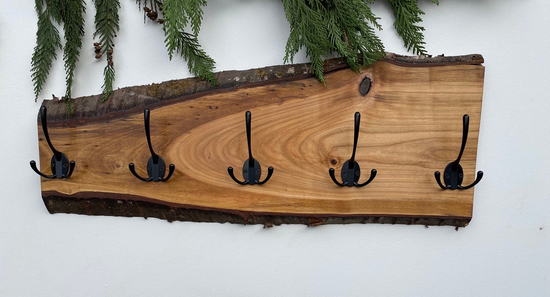Live Edge Wall Mount Coat Rack - Etsy
