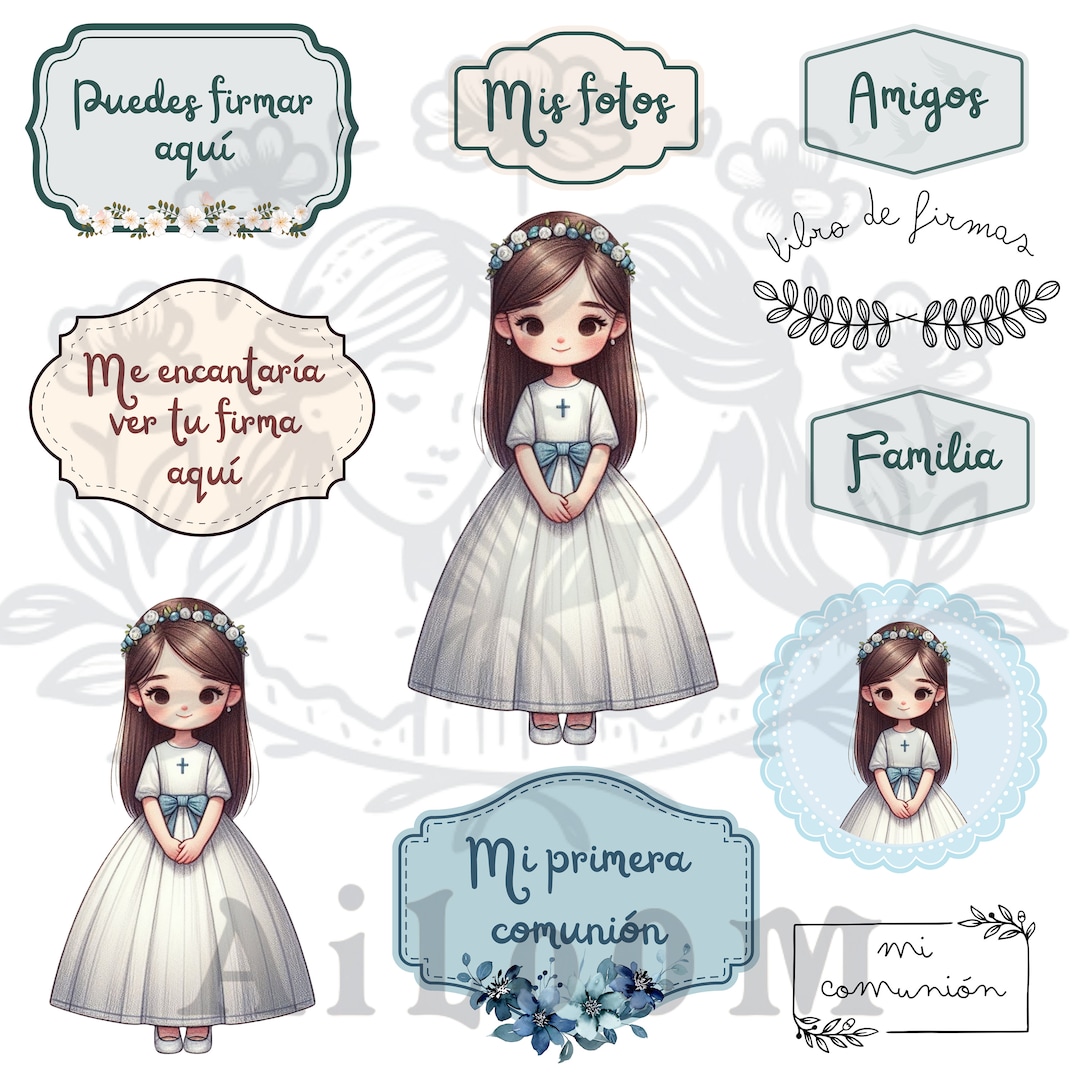 Scrapbooking Paper Girl Communion Stickers - Etsy
