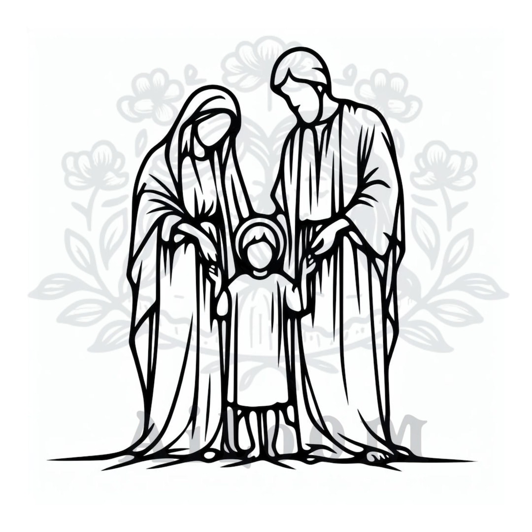 Modern Holy Family - Minimalist Digital Illustration - Etsy