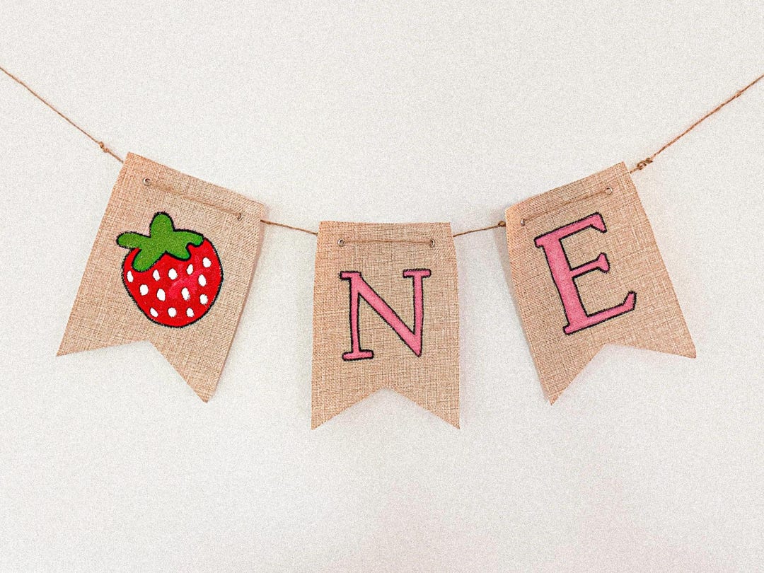 Strawberry Banner One Burplap Banner One Strawberry Birthday Sweet One ...