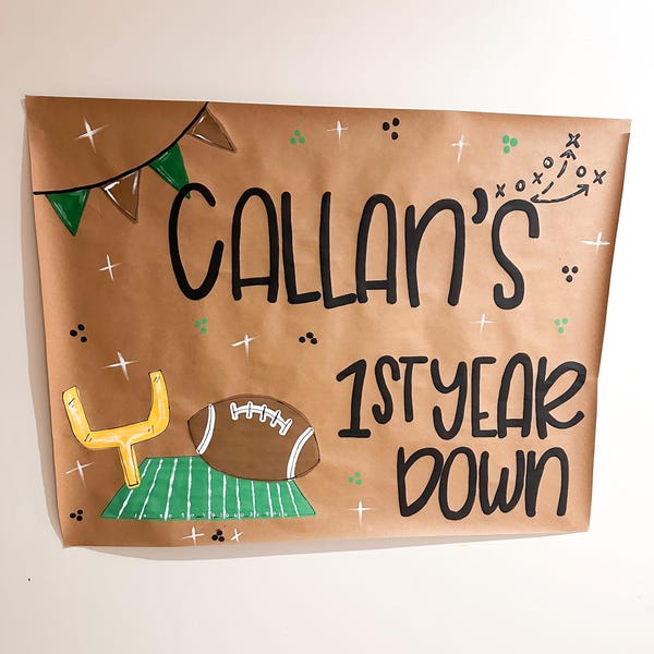 First Birthday High Chair Banner | First Down Birthday | Football ...