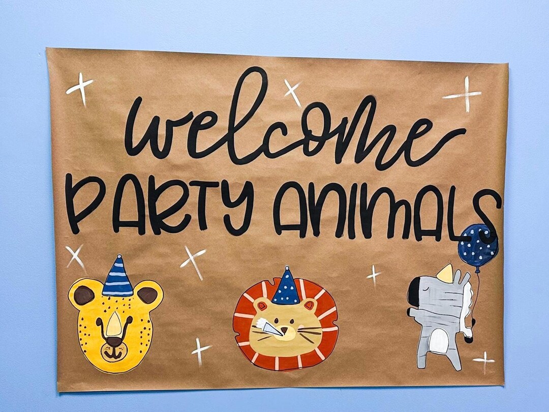 Party Animal Decor Animal Party Banner Painted Custom Banner Two Wild ...