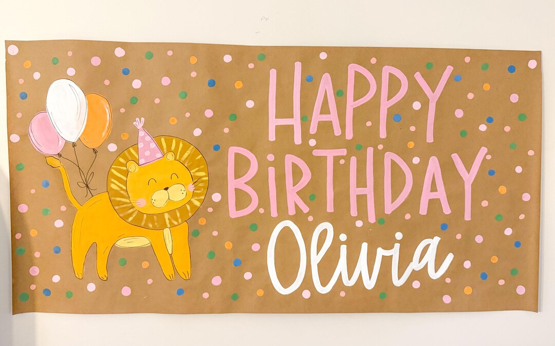 Painted Birthday Banner | Painted Banner 1st Birthday | Lion Birthday ...