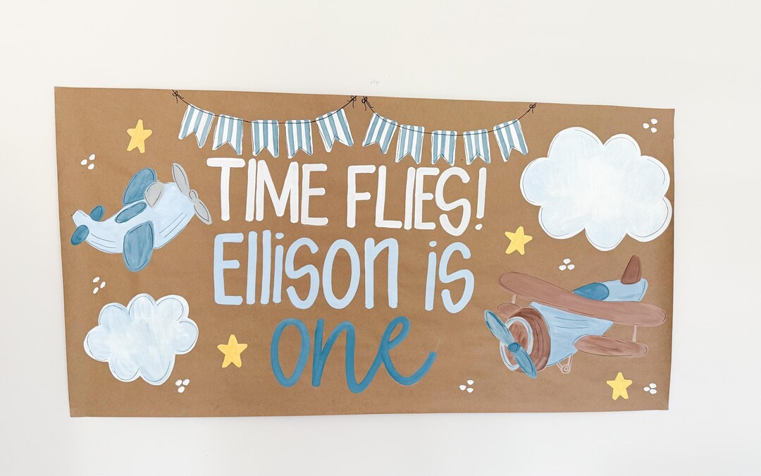 Time Flies Birthday Banner | Vintage Planes | Vintage Birthday ...