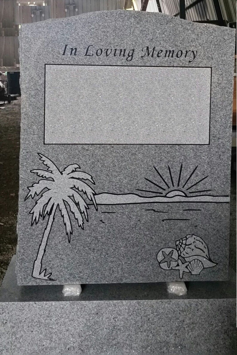 Georgia Gray Headstone Cemetery Marker Beach Sunrise With Seashells ...