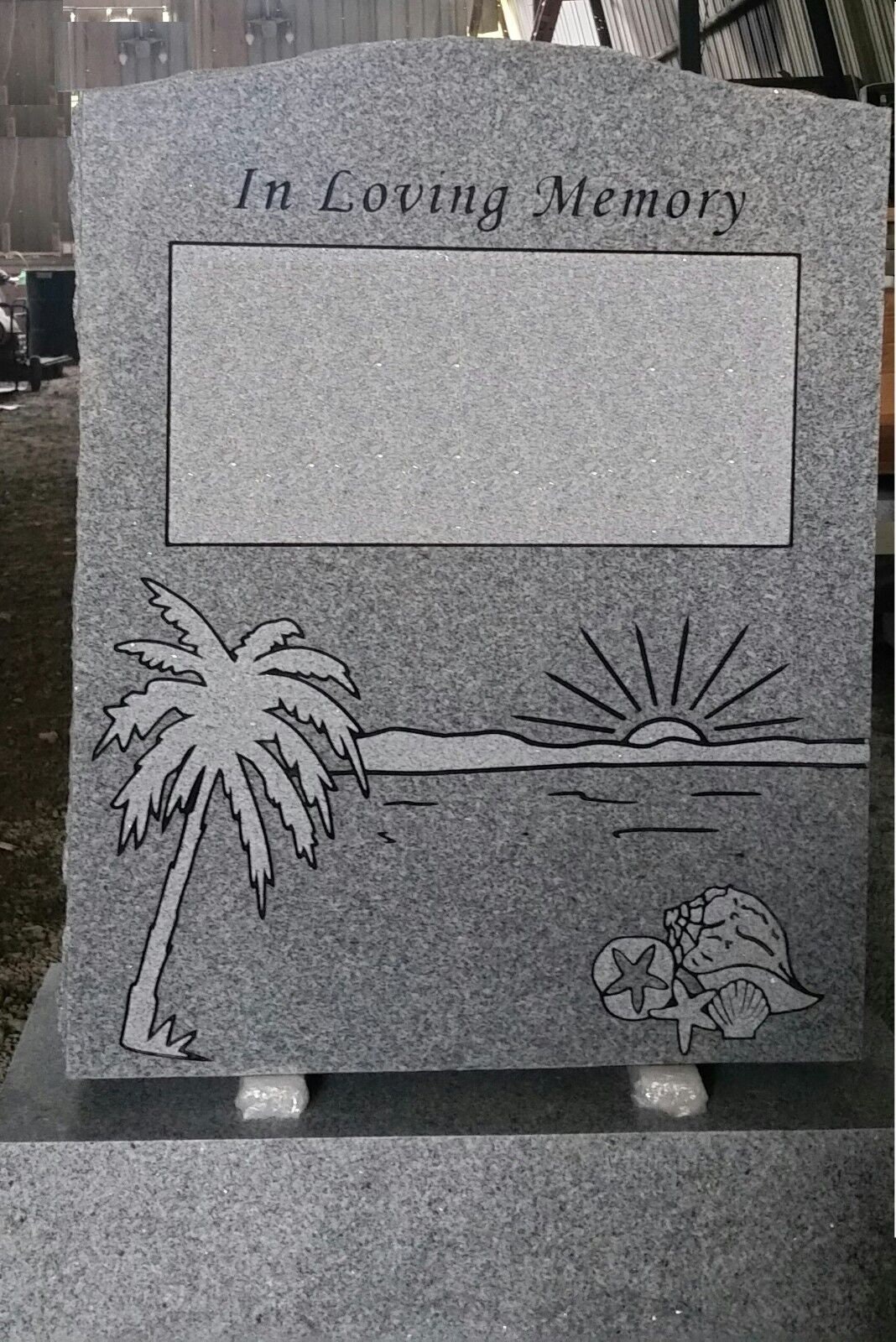 Georgia Gray Headstone Cemetery Marker Beach Sunrise With Seashells ...