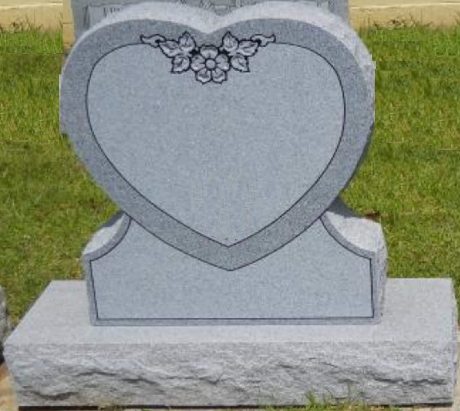 Georgia Gray Granite Headstone Cemetery Upright Marker Heart With Rose ...
