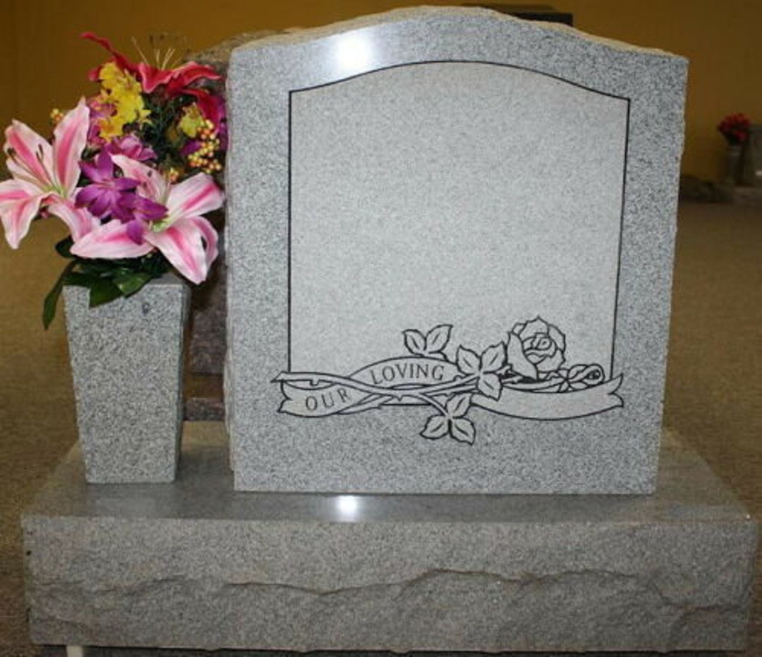 Georgia Gray Headstone Cemetery Marker Customized Carved With Rose and ...