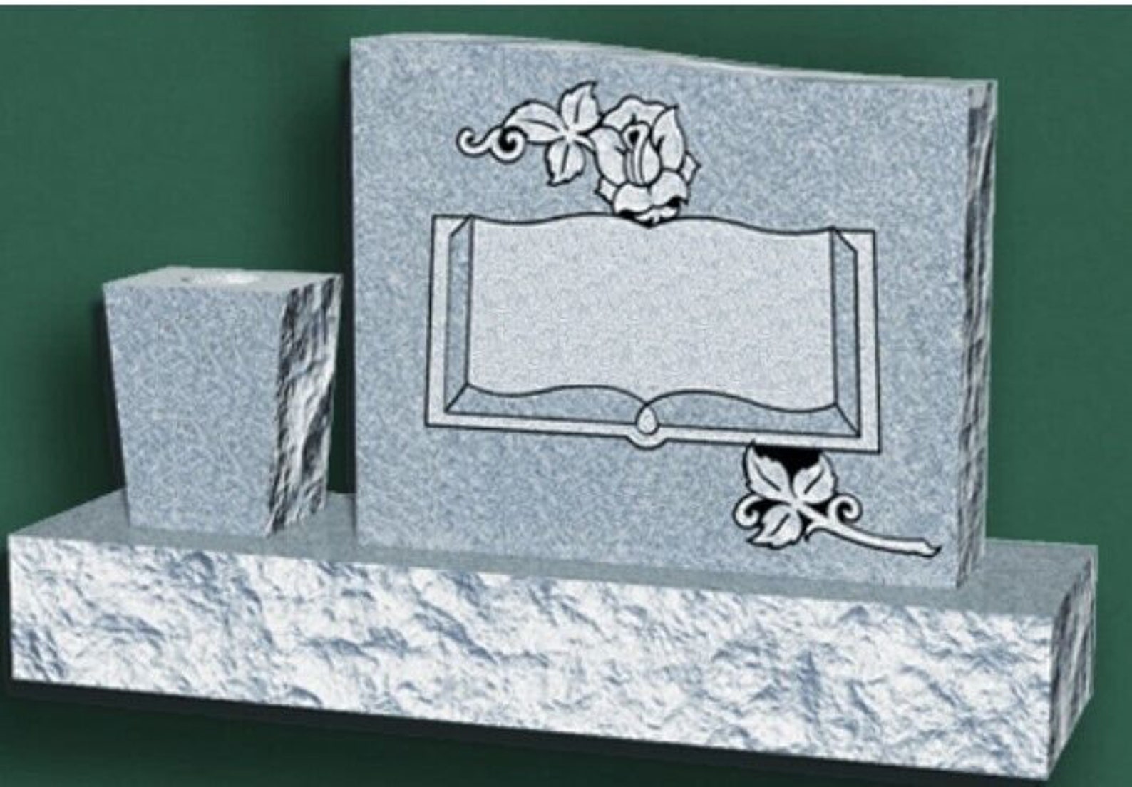 Georgia Gray Headstone Cemetery Marker Carved Rose & Open Book Panel ...