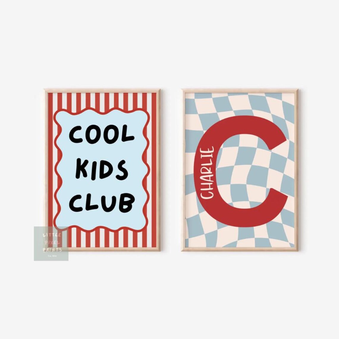 Cool Kids Club and Personalised Checkered Childrens Wall Print for ...