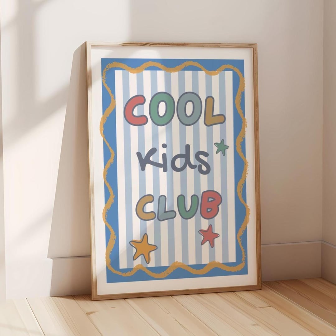 Colourful Cool Kids Club Childrens Wall Print for Bedroom or Nursery - Etsy
