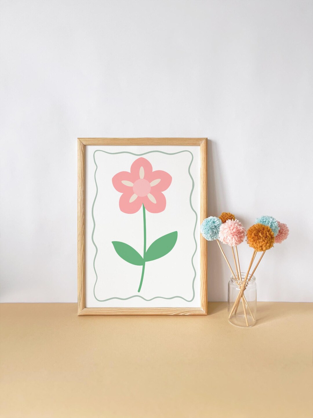 Girls Pretty Pink Flower Wall Print for Bedroom or Nursery ( Print Only ...