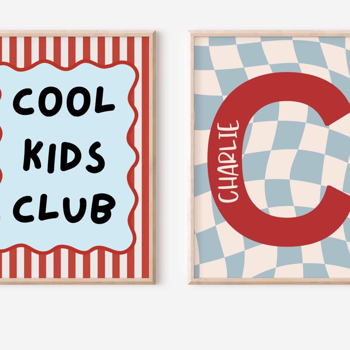 Cool Kids Club and Personalised Checkered Childrens Wall Print for ...