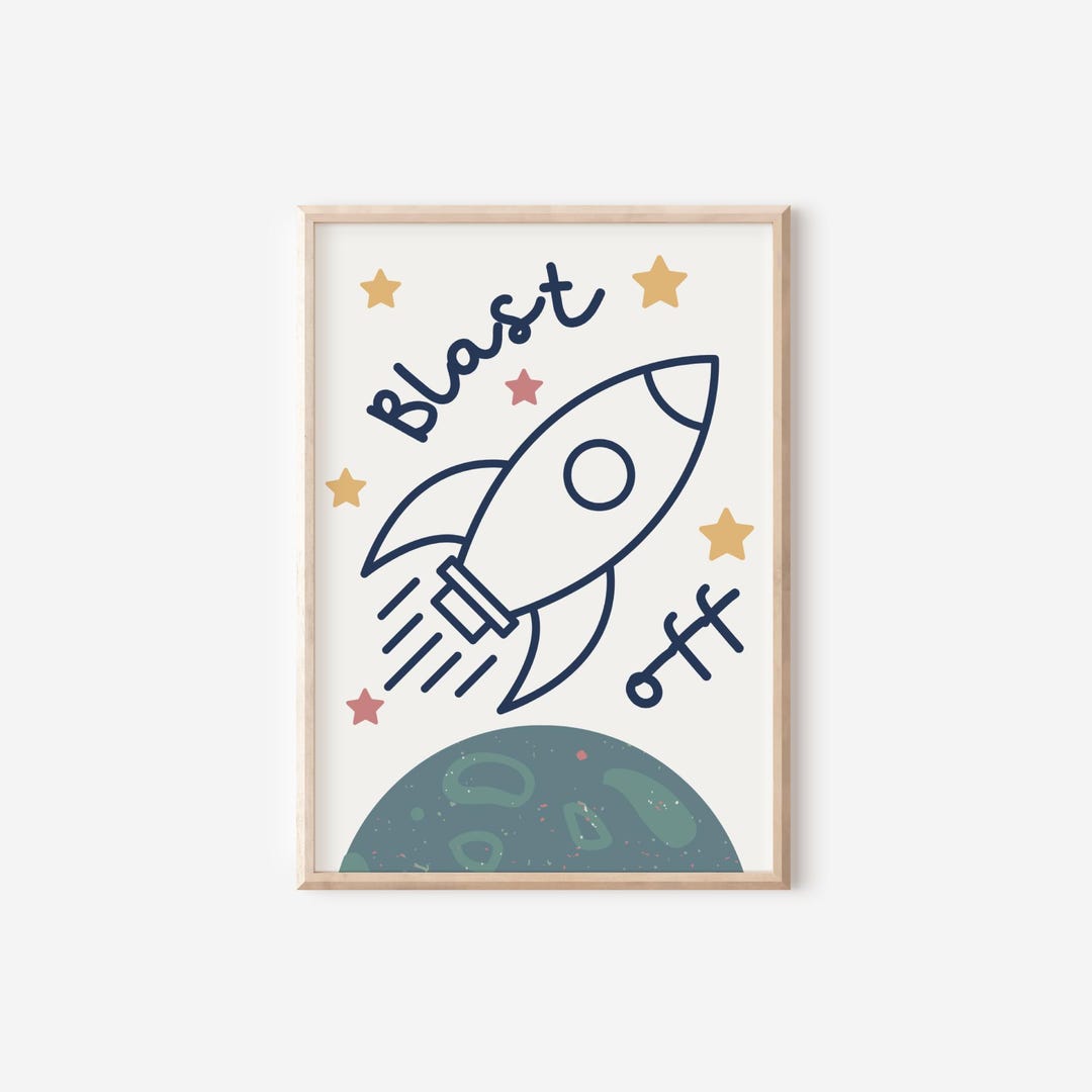Childrens Rocket and Space "blast Off" Print for Bedroom or Nursery - Etsy