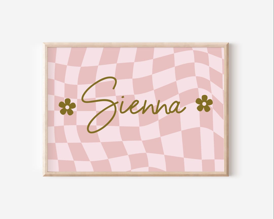 Personalized Pink Checkered Print, Retro Nursery Decor - Etsy