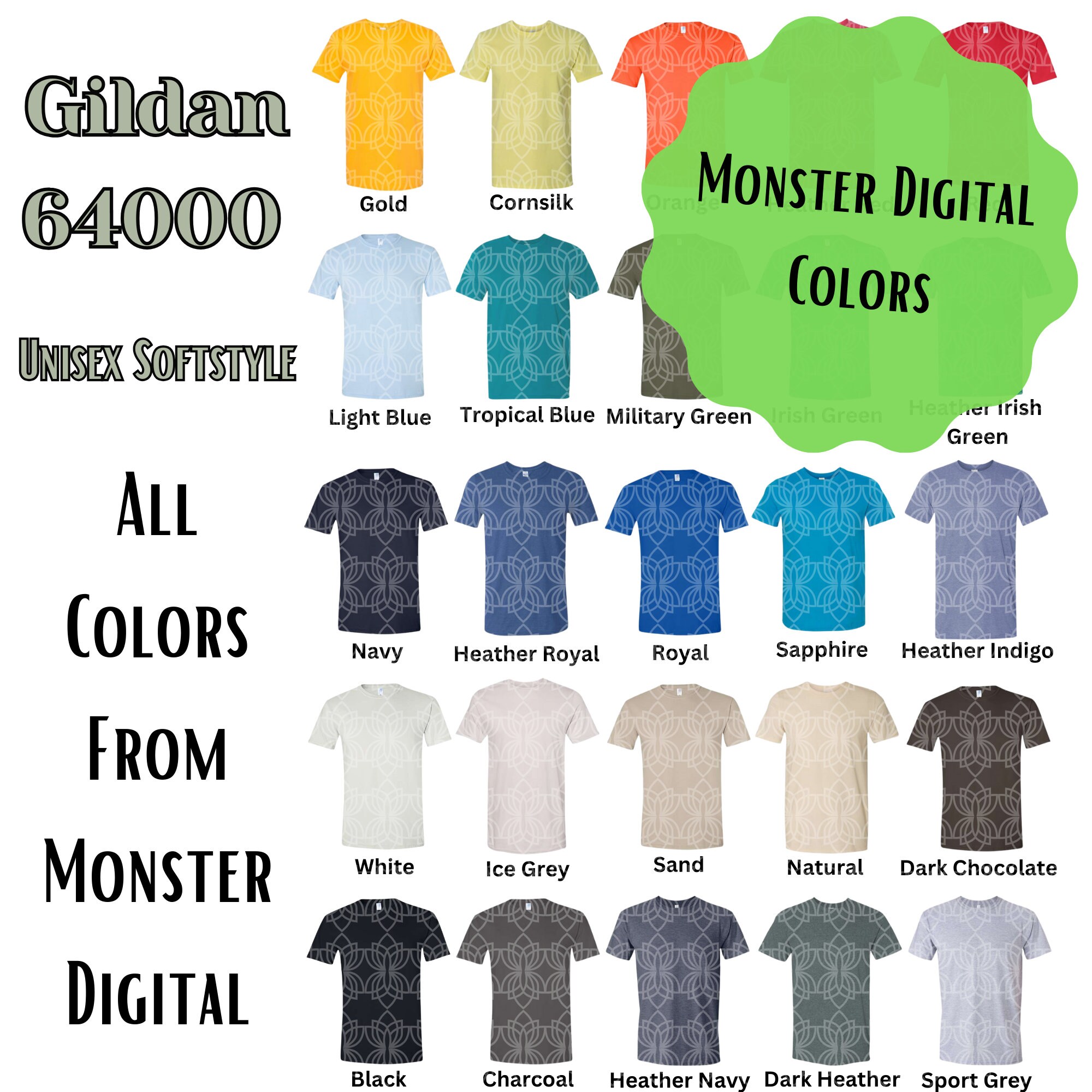 Gildan 64000 Monster Digital Mock Ups - Etsy